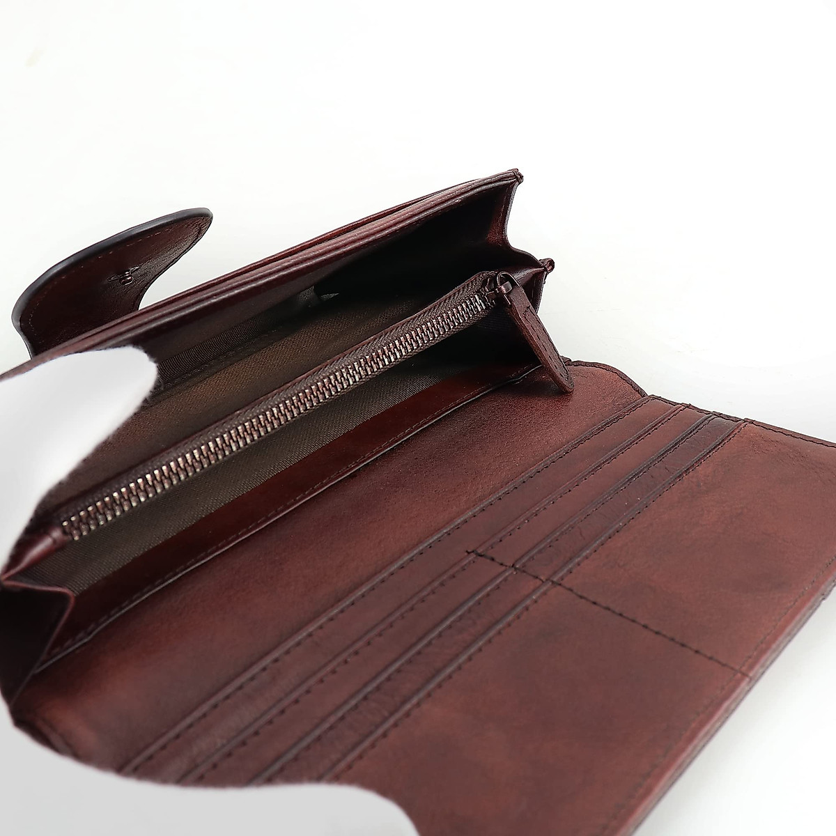 LETEULO Womens Wallet Leather Card Holder Designer Clutch Wallet Purse with Zipper Pocket (Coffee)