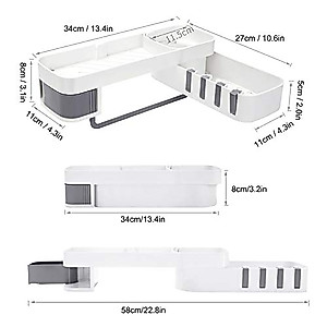 LANTRO JS Corner Shower Caddy Shower Organizer Shower Shelf Wall Mounted Bathroom Storage with Towel Hook(white grey)