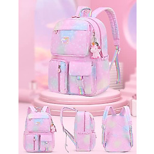 HUIHSVHA Cute Pink Backpack Large Capacity School Laptop Bag Bookbag, Casual Travel Daypack for Teens Girls Students