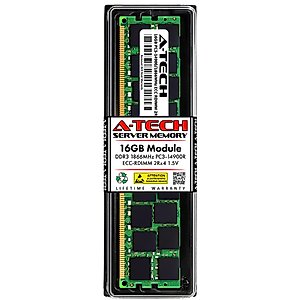 A-Tech 32GB Kit (2x16GB) DDR3 1866MHz PC3-14900R ECC RDIMM 2Rx4 Dual Rank 1.5V ECC Registered DIMM 240-Pin Server RAM Memory Upgrade Modules (A-Tech Enterprise Series)