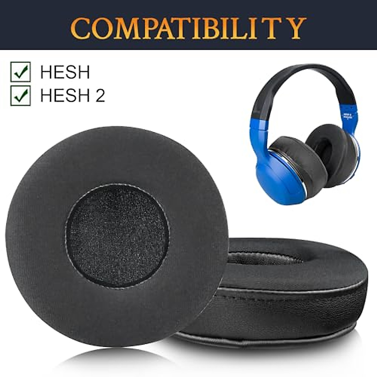 SOULWIT Cooling-Gel Earpads Replacement for Skullcandy Hesh & Hesh 2 Wireless Over-Ear Headphones, Ear Pads Cushions with Noise Isolation Foam