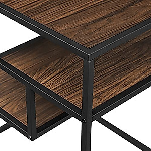 Walker Edison Contemporary Floating Shelf Side Table, 16 Inch, Dark Walnut