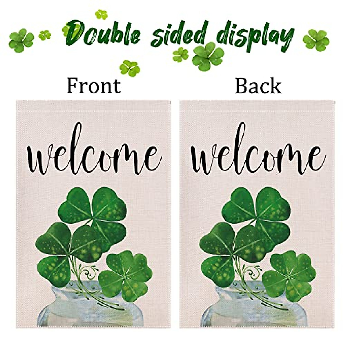 St Patrick's Day Garden Flag 12 x18 Double Sided - Shamrock Clover Decorative Mini Welcome Flag - Holiday Small Farmhouse Yard Flag Burlap Lucky Irish