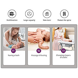 Kinbor Baby Bathinette Folding Changing Table Baby Diaper Station with Bath Tub Unit, Portable Children Baby Dresser Unit Infant Nursery Trays Storage
