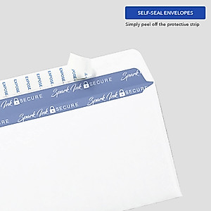Spark Ink 500 Count Security Envelopes No.10, Self-Seal, Plain Standard Size Business Envelopes 4-1/8 x 9-1/2 Inch, Self Stick Blank White Envelopes, Peel & Seal, Quality 24 lb Paper (Non-Window)