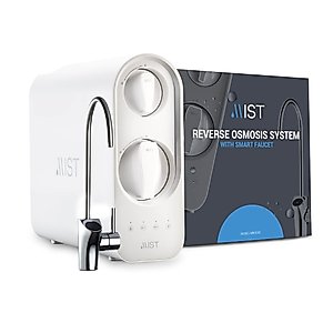 Reverse Osmosis System Under Sink Compact Tankless RO Water Filter System, Dual-Filter, Reduces TDS, 400 GPD, 6 Stage Filtration Stainless Steel Smart Faucet, Light Indicator Display, FCC Listed- Mist
