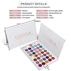 Glitter Eyeshadow Palette, 40 Colors Highly Pressed Pigmented Metallic Shimmer Sparkly Glitter Eyeshadow Makeup Pallet Palettes,Pink Blue Green Red Gold Purple Eye Shadow Powder Long Lasting