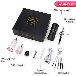 3 Modes Airbrush Kit with Compressor, 900 mAh Airbrush Set with 0.3mm Tip, Rechargeable Handheld Airbrush Compressor Gun Cleaner for Makeup, Painting, Nail, Cake Decor