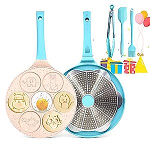 Mini Pancakes Maker, Nonstick Egg Frying Pan, Breakfast Griddle Mini Pancake Fried Egg Pan for Kids Tortilla Blintzes Pancake Mold Pan,Gas Stove & Induction Cookware Compatible