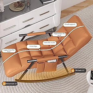 BREAUX Outdoor Patio Rocking Chair,Padded Cushion Rocker Recliner Chair Outdoor for Front Porch,with High Back and Deep Seating(E)