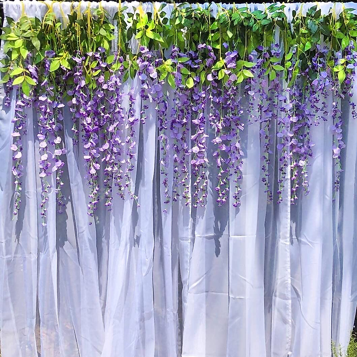 DearHouse 6 Pieces 3.6 Feet Artificial Wisteria Garland, Artificial Flowers Garland Silk Wisteria Vine Hanging Flower for Wedding Home Party Garden Outdoor