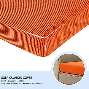 subrtex Stretch Cushion Cover Soft Sofa Seat Slipcover Spandex Chair Couch Cover Suitable for 1-2-3 Seaters Replacement for Furniture Protector(Orange,Medium)