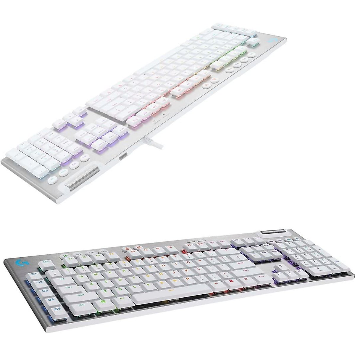 Logitech G815 LIGHTSYNC Full-Size Wired Mechanical GL Tactile Switch Gaming Keyboard - White (Renewed)