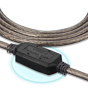 Tan QY Active USB 2.0 Printer Cable 50Ft - A-Male to B-Male High Speed Printer/Scanner/Repeater Cable for HP, Canon, Lexmark, Dell, Samsung etc (50Ft/15M)