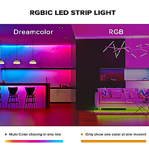 BTF-LIGHTING Chasing Effect WS2811 IC LED Strip Light with Bluetooth Music APP Control 5050RGB Addressable IC Flexible Multicolor 65FT Rope Light for Room TV Bedroom Party Kitchen with 12V Adapter