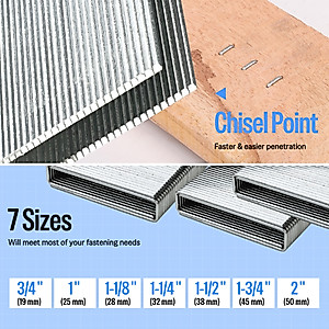 meite 16 Gauge 7/16-Inch Crown Staples, 1-Inch Length Medium Crown Staples Heavy Duty Galvanized Construction Staples for 16 Guage 7/16-Inch Crown Stapler Guns (10,000 Counts)