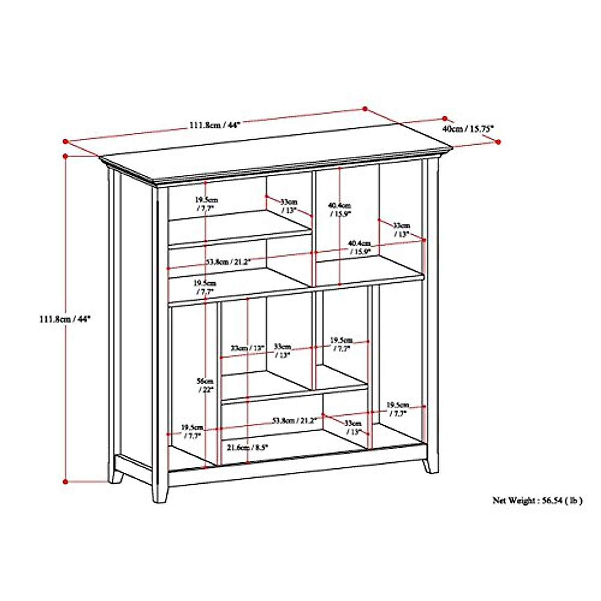SIMPLIHOME Amherst SOLID WOOD 44 Inch Transitional Multi Cube Bookcase and Storage Unit in Light Golden Brown, For the Living Room, Study Room and Office