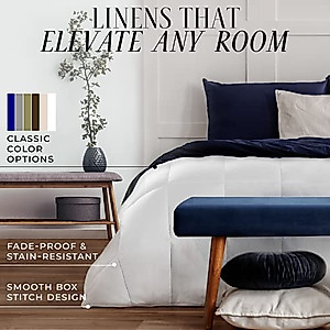 Italian Luxury King/Cal King Comforter 2100 Series Goose Down Alternative Bed Comforters Soft, Machine Washable Blanket, All-Season Bedding Diamond Baffle Stitched Duvet Insert White