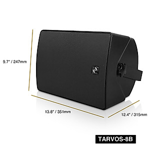 Sound Town Pair of 8" Weather-Resistant Surface-Mount Speaker, Indoor/Outdoor, 70V/100V/8ohm, for Home & Commercial Installation, Black (TARVOS-8B-PAIR)