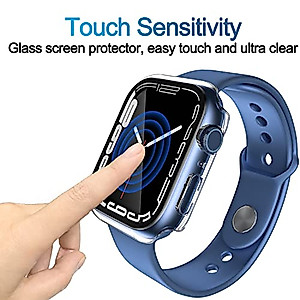 Smiling 2 Pack Case Built in Tempered Glass Screen Protector Compatible with Apple Watch Series 9 (2023)/Series 8 /Series 7 41mm, Hard PC Case Overall Protective Cover- Transparent