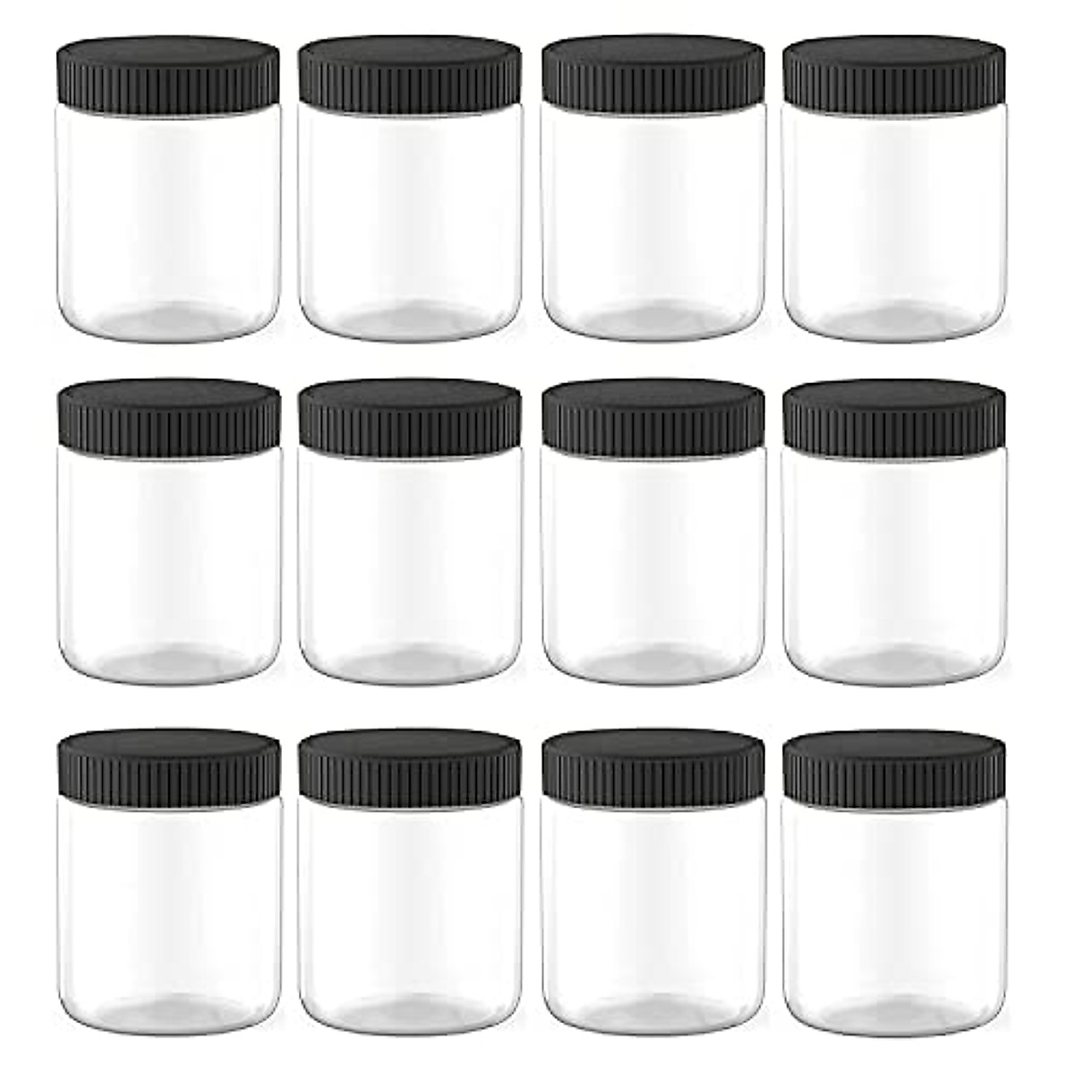 MANSHU 6 Pack 8 Oz Clear Empty Slime Storage Containers, Slime Jars with Lids for little arts and crafts and household supplies, Black Lid