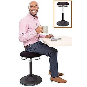 Stand Steady Active Motion Stool | Ergonomic Tilting Desk Chair with 360° Swivel Seat | Height Adjustable Stool for Home, Office, Standing Desks (Black)