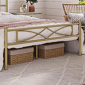 Yaheetech Metal Full Size Bed Frame, Platform Bed Frame, Mattress Foundation with Curved Design Headboard & Footboard, NO Box Spring Needed, Heavy-Duty Support, Easy Assembly, Full,Antique Gold