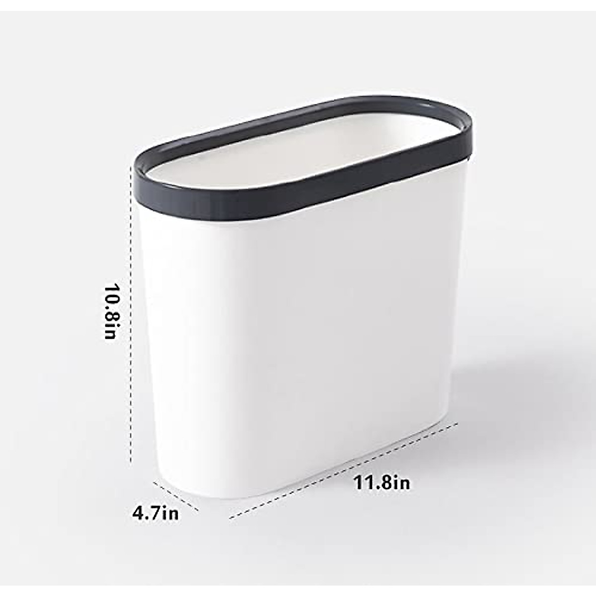 HPDEAR Plastic Wastebasket, Rectangular Slim Trash Can, Narrow Trash Bin, Garbage Can for Bedroom Bathroom Kitchen (Black)