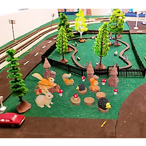 OrgMemory 42pcs Animal Trees, Ho Scale Bushes with Animals Figures, Plastic Trees for Projects 1.5-6 inch(4-16 cm), Model Train Scenery