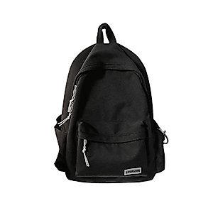 KOWVOWZ Kawaii Cute Aesthetic School Laptop Backpack with Accessories Plush Pendant for Teen Girls (Black, without Mr. Rabbit)