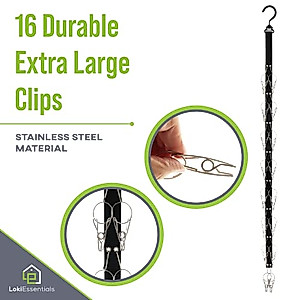 LokiEssentials Hat Organizer Holder Rack for Closet Rod (2 Pack) Easy Hat Storage Hangers for Baseball Cap, 16 Large Premium Clips for Ball, Golf Caps, Beanies, & Sports Cap Organization