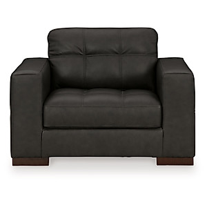Signature Design by Ashley Luigi Modern Tufted Leather Match Upholstered Oversized Chair, Black