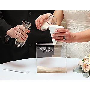 Lillian Rose W Acrylic Together Forever Unity Ceremony Set with 2 Containers of Colored Sand, 1.25", Clear