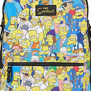 The Simpsons Homer Allover Backpack - The Simpsons Krusty The Clown, Homer, Bart and Lisa Bookbag - Knapsack for All (Yellow)