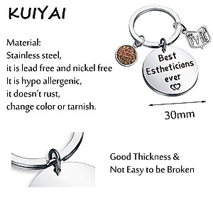 KUIYAI Estheticians Keychain Best Estheticians Ever Keychain with Lipstick Charm Beautician Gift Estheticians Gift (Best Estheticians Ever)