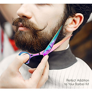 Hair Cutting Scissors, Barber Scissors-Elite Unity 6.5 inch Professional Hair Scissors-Razor Edge Sharp Scissors for Barber Kit, Haircut, Trimming, Men/Women.For Home and Salon Use. (Rainbow)