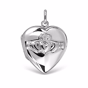 WithLoveSilver 925 Sterling Silver Claddagh Friendship Heart Pendant Locket