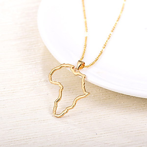 YKYLHSYXR Women's Minimalist Africa Map Pendant Necklace, Africa Motherland Continent Outline Necklaces (Jewelry with Gifts Box) (18K GOLD)