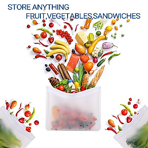 Reusable Food Storage Bags-BPA Free Reusable Ziplock Preservation Bags-4 size Flat Airtight Seal Food Storage Container,Food Preservation Bag for Storing Fruit Veggies Meat Milk Snack Sandwich
