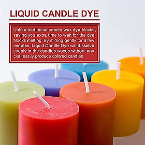 Candle Dye - 24 Colors Liquid Candle Making Dye for DIY candle making supplies Kit, Food Grade Ingredients Oil-Based Candle Coloring for Soy Wax Dyes, Beeswax, Gel Wax, Paraffin Wax - Each 0.35oz/10ml