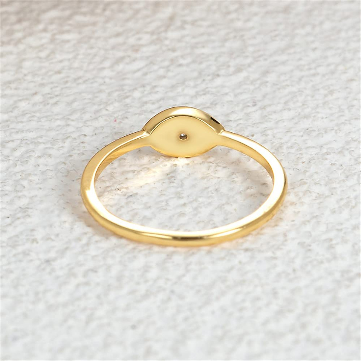 CZ Eye Promise Band Ring for Women 14K Gold Plated Dainty Cute Crystal Evil Statement Stackable Finger Rings Comfort Fit Fashion Birthday Wedding Holiday Jewelry Gift (8)