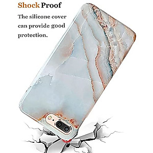 J.west iPhone 8 Plus Case/iPhone 7 Plus 5.5,Luxury Grey Marble Design Graphics Stone Pattern Ultra Slim Thin Bumper Soft Rubber TPU Silicone Protective Phone Case Cover for Women Girls Agate Slice