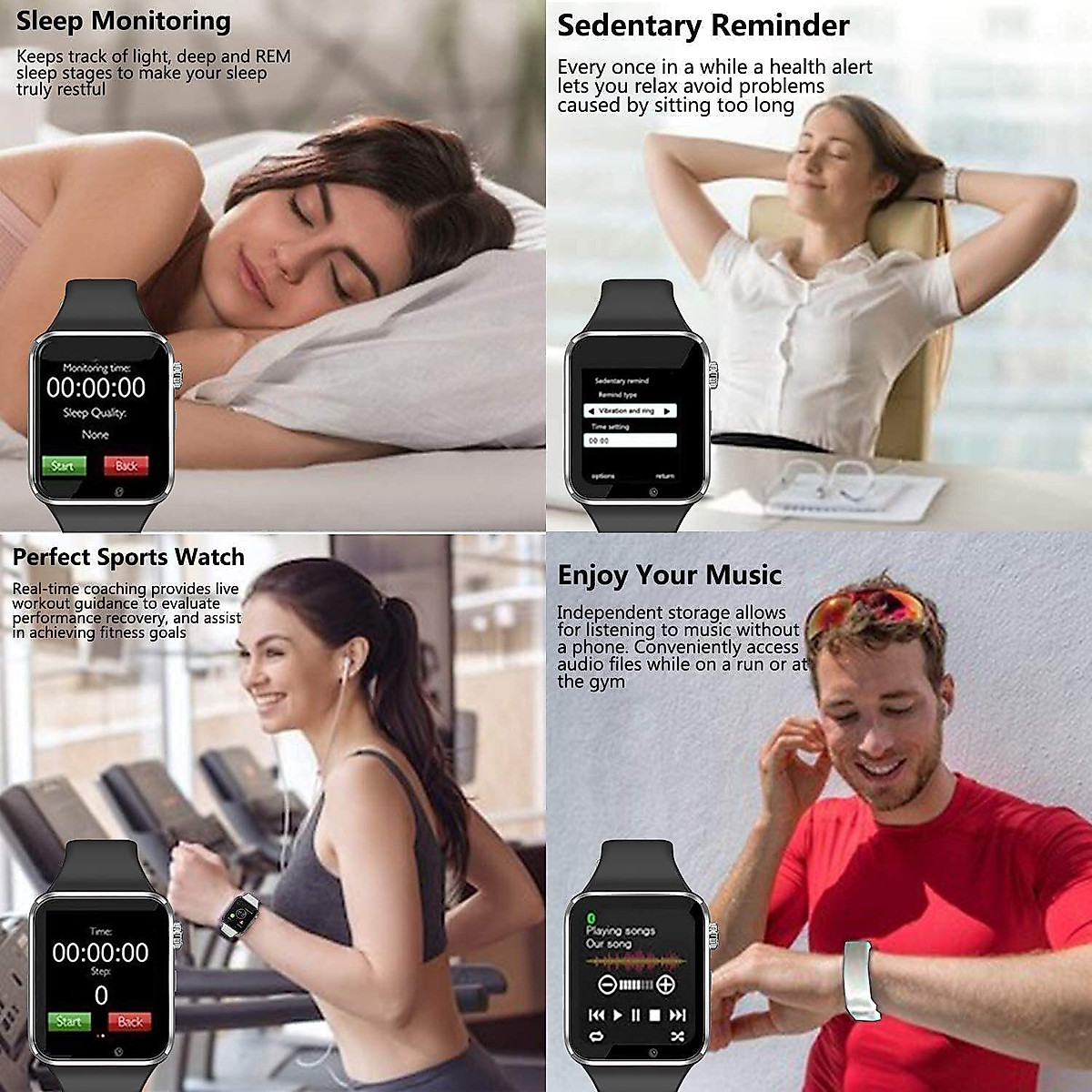 Bluetooth Smart Watch A1 Bluetooth GSM SIM Phone Smart Watch for Android Smart Phones (Silver)