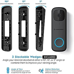 Amcrest 4MP Video Doorbell Camera Pro, Outdoor Smart Home 2.4GHz and 5GHz Wireless WiFi Doorbell Camera, Micro SD Card, AI Human Detection, IP65 Weatherproof, 2-Way Audio, 164º Wide-Angle Wi-Fi AD410