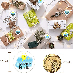 smar chalkboard sticker Happy Mail Stickers Large 1.5 inch Cute Mail Small Business Labels with Smile Shipping Thank You Stickers for