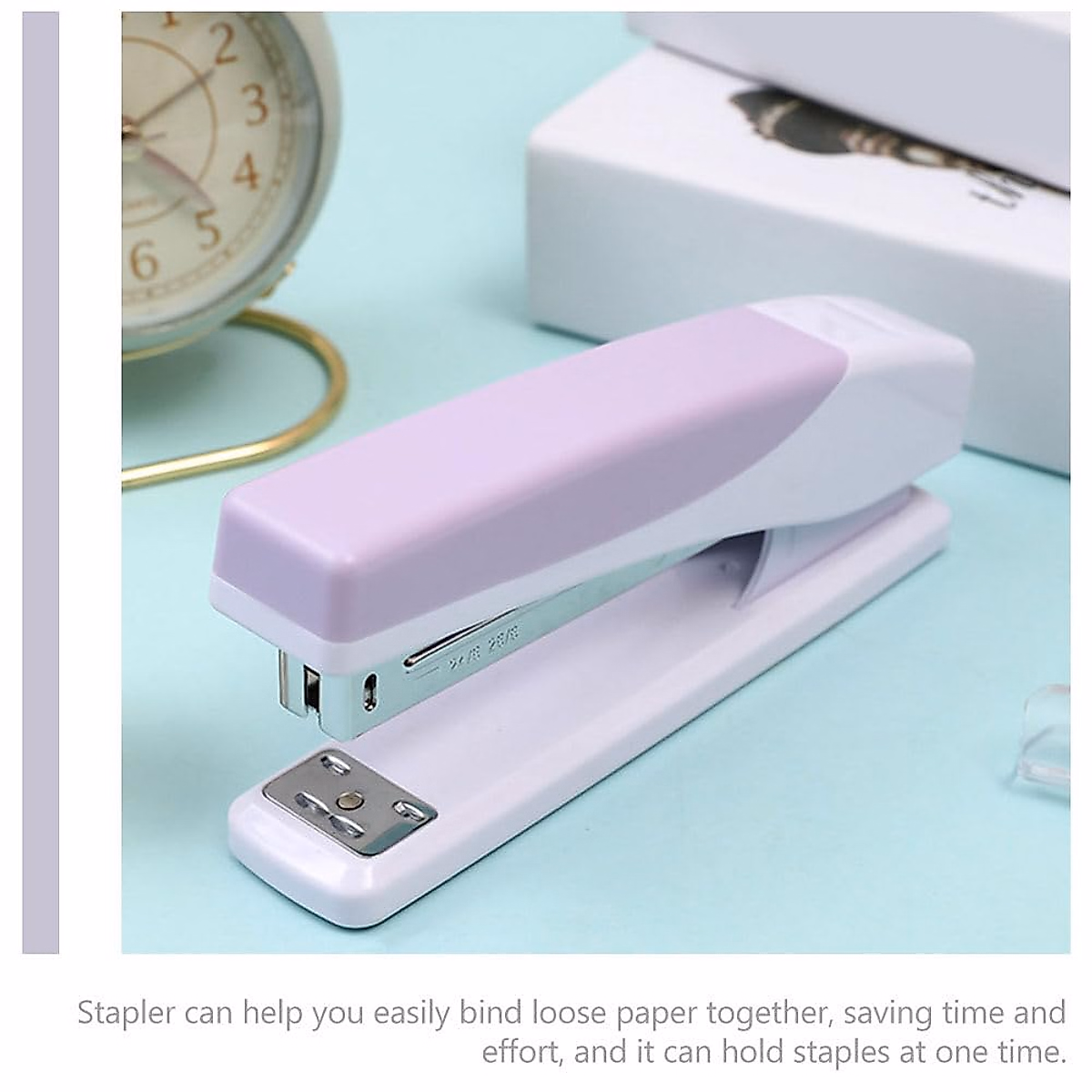 LUOZZY Desktop Large Capacity Stapler - Reduced Effort, Labor-Saving for Office Desk Accessories, Purple