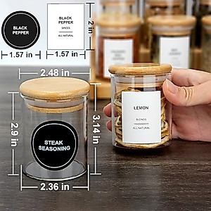 JuneHeart 24 PCS Glass Spice Jars with Bamboo Lids and 315 Waterproof Labels, 4oz Clear Food Storage Containers for Kitchen Sugar Salt Coffee Beans