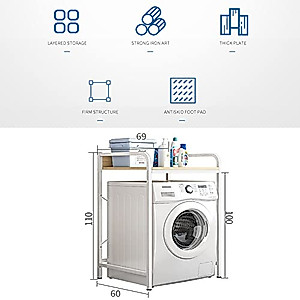 BKGDO Washer Storage Frames Floor Standing for Over Toilet,Anti-Bump Carbon Steel Washinghine Rack,Household Bathroom Storage Rack/White