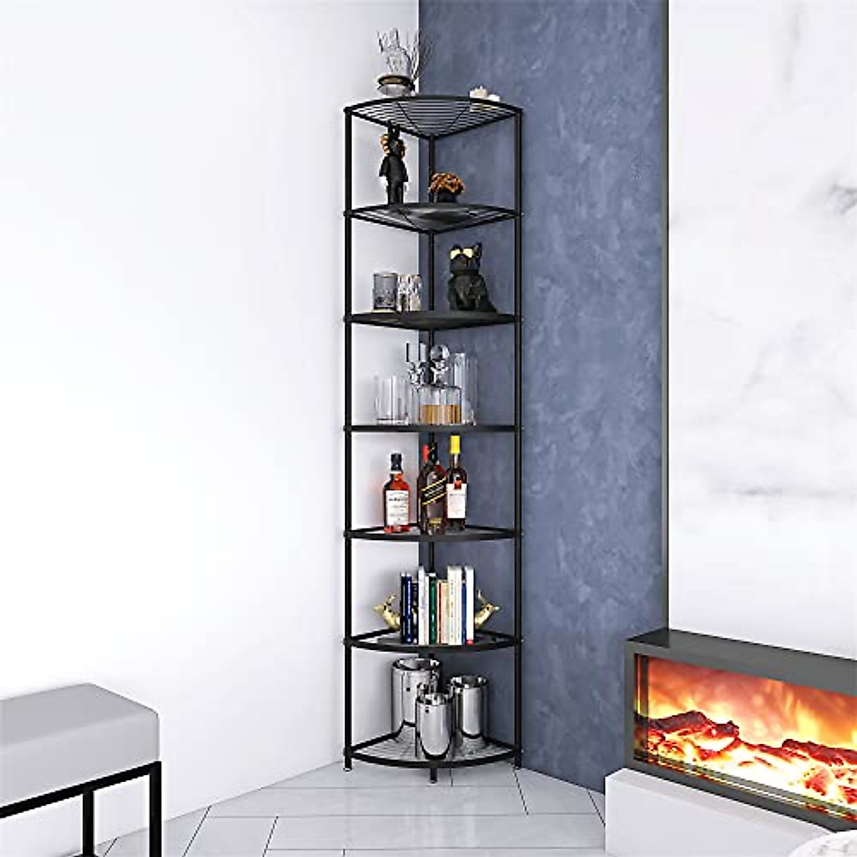 7-Tier Kitchen Corner Shelf Rack, Multi-Layer Pot Rack for Organizer Cookware Stand Stainless Steel Shelves Holder