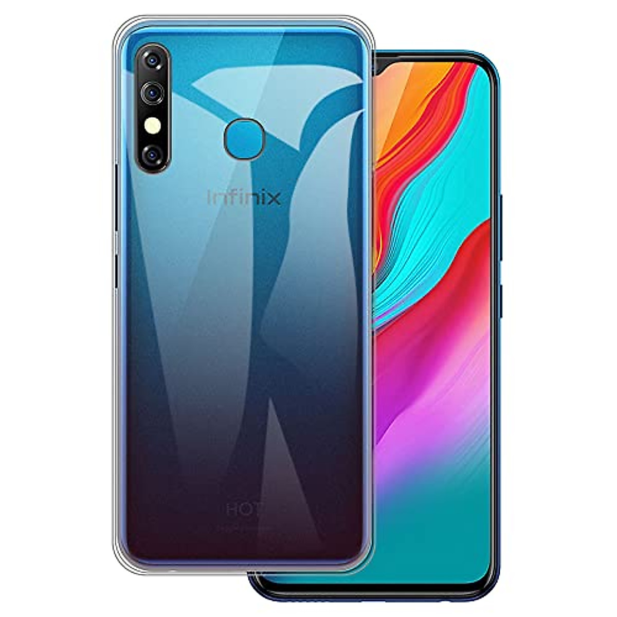 Shantime Infinix Hot 8 X650C Case + Universal Mobile Phone Lanyards, Neck/Crossbody Soft Strap Silicone TPU Cover Bumper Shell for Infinix Hot 8 Lite (6.52”)